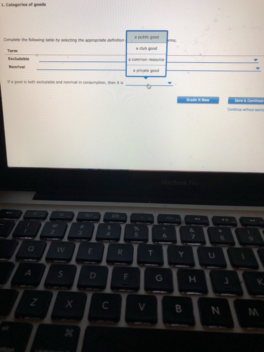 Solved 1. Categories of goods Complete the following table | Chegg.com