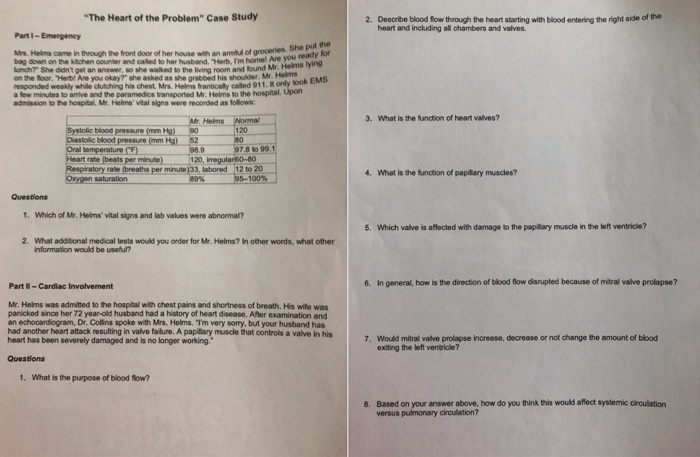 Solved "The Heart of the Problem" Case Study 2. Desoribe | Chegg.com