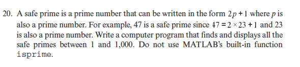 Solved 20. A safe prime is a prime number that can be | Chegg.com