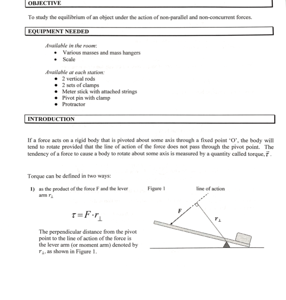 Solved OBJECTIVE To study the equilibrium of an object under | Chegg.com
