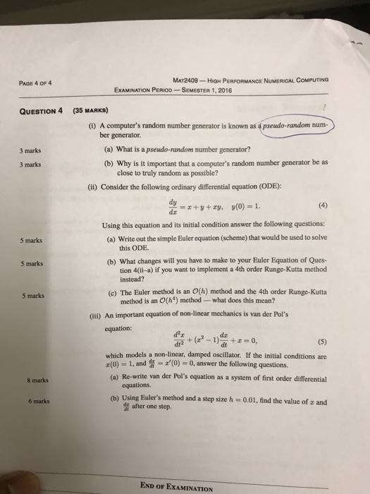 Solved MAT2409-HIGH PERFORMANCE NUMERICAL COMPUTING PAGE 4 | Chegg.com