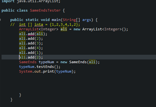 Solved Write JAVA a class named SameEnds. Write a | Chegg.com