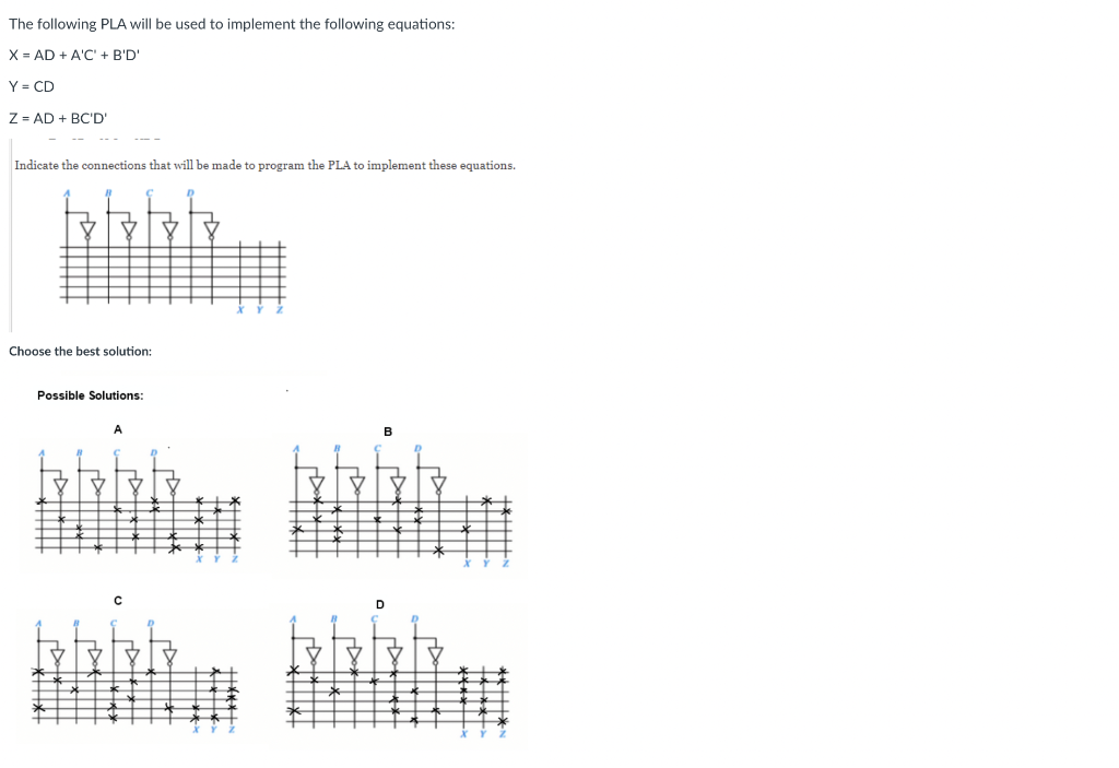 Solved The following PLA will be used to implement the | Chegg.com