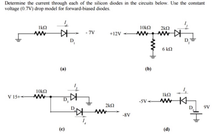 Solved Determine the current through each of the silicon | Chegg.com