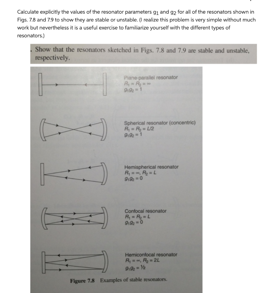 Solved Calculate explicitly the values of the resonator | Chegg.com