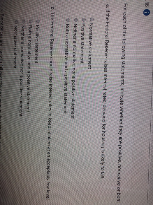 Solved 16 For each of the following statements, indicate | Chegg.com