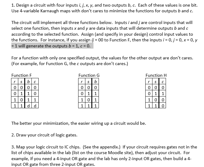 Solved Design a circuit with four inputs i,j,x,y, ﻿and two | Chegg.com