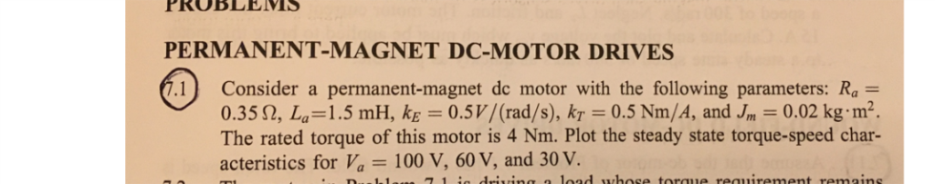 Solved PROBLEMS PERMANENT-MAGNET DC-MOTOR DRIVES 1)Consider | Chegg.com
