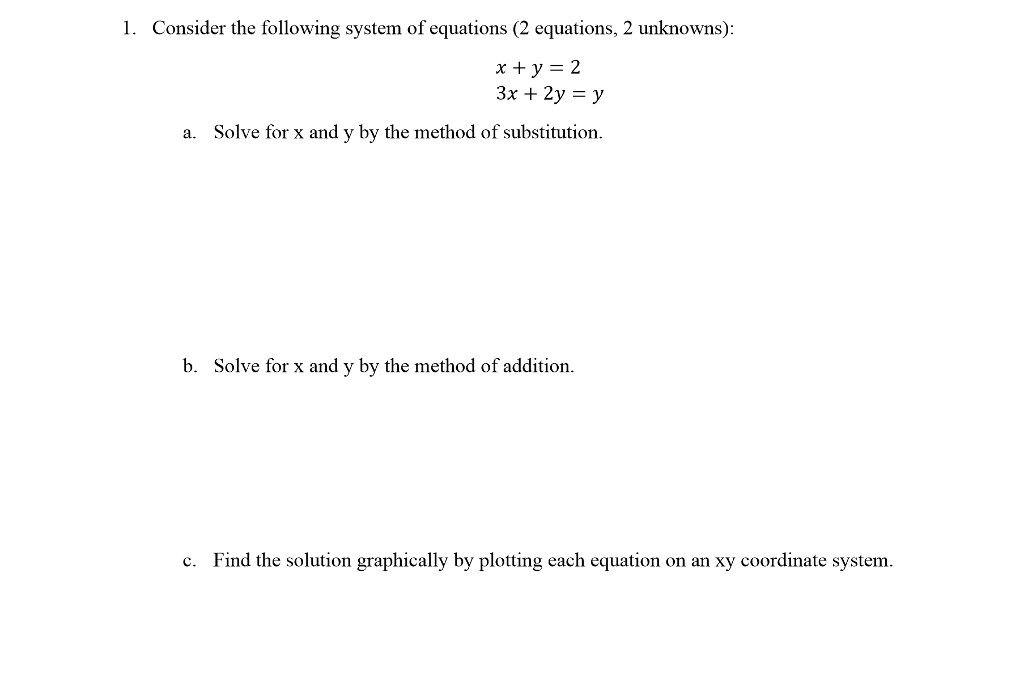 Solved 1. Consider the following system of equations (2 | Chegg.com