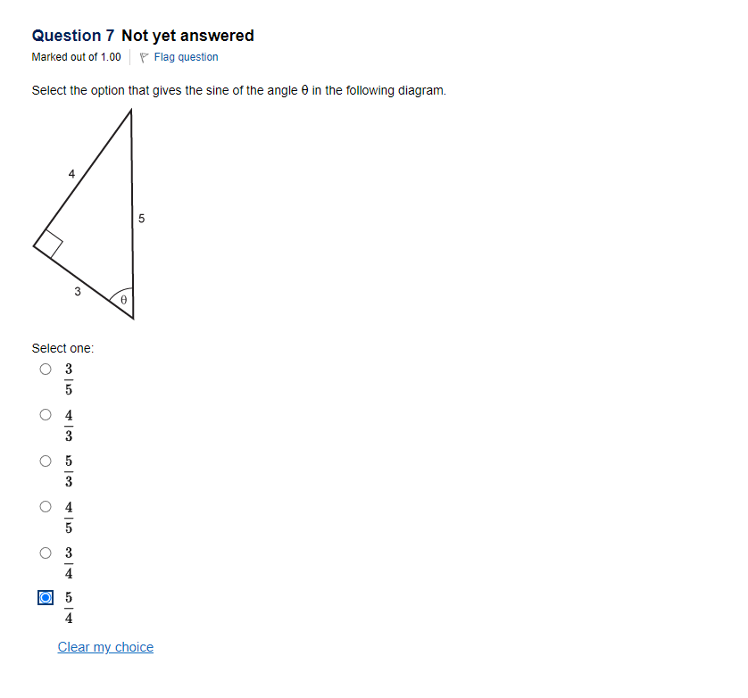 Solved Select the option that gives the sine of the angle θ | Chegg.com