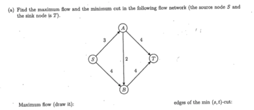Solved (a) Find the maximum flow and the minimum eut in the | Chegg.com
