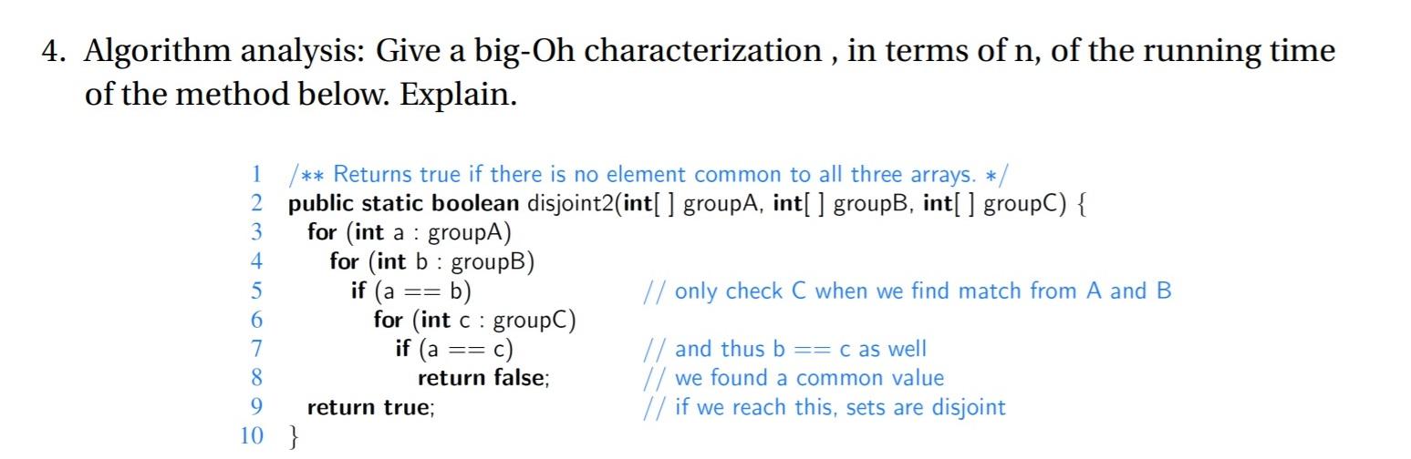 Solved 4. Algorithm analysis: Give a big-Oh characterization | Chegg.com
