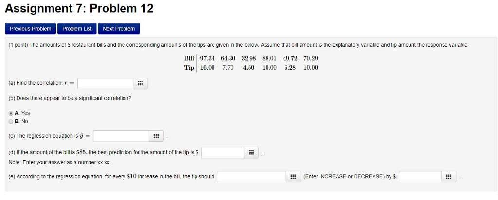Solved Assignment 7 Problem 12 Previous Problem Problem