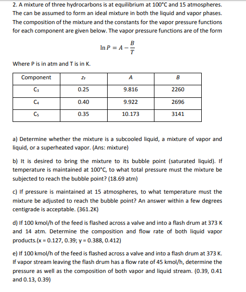 2. A mixture of three hydrocarbons is at equilibrium | Chegg.com