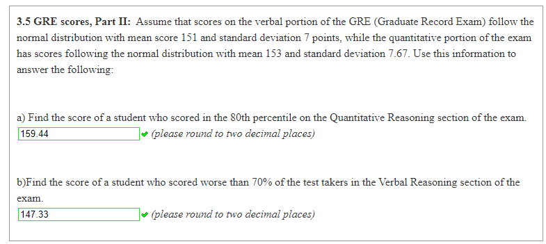 Solved 3.5 GRE scores, Part II: Assume that scores on the | Chegg.com
