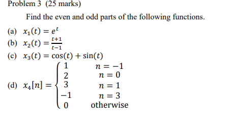 Solved Find the even and odd parts of the following | Chegg.com