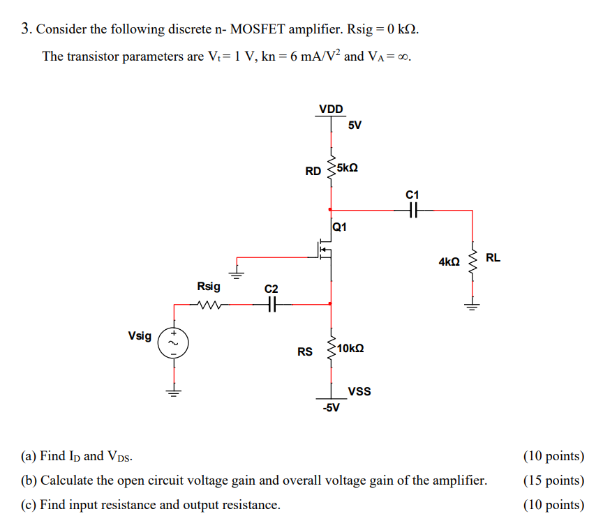 Solved 3. Consider the following discrete n- MOSFET | Chegg.com