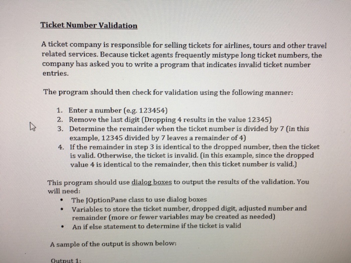 Solved Ticket Number Validation A ticket company is | Chegg.com