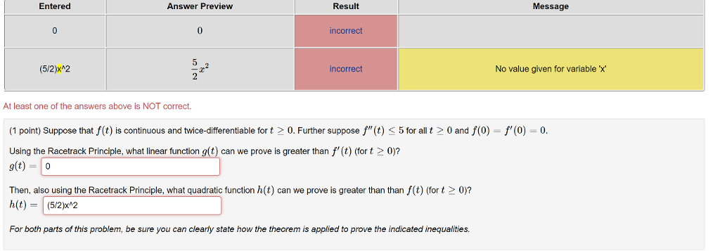 Solved Entered Answer Preview Result Message incorrect | Chegg.com