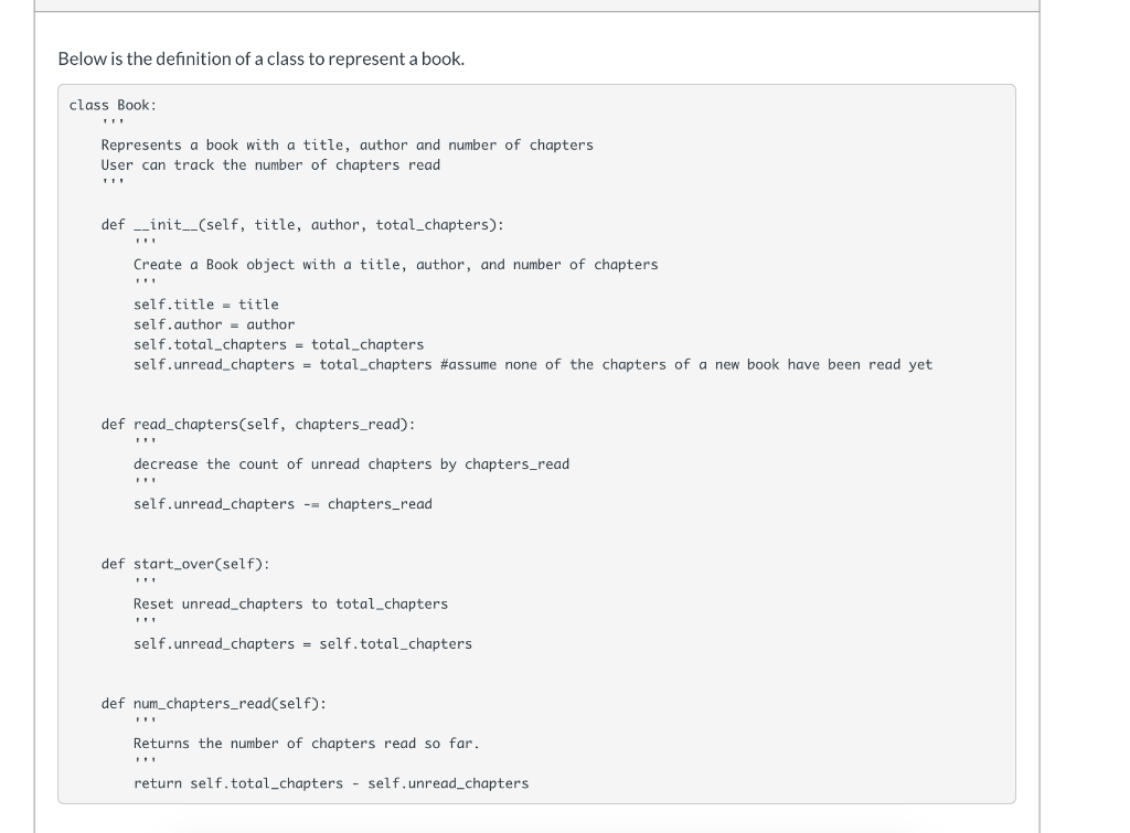 Solved Below is the definition of a class to represent a | Chegg.com