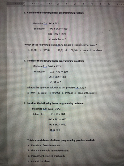 Solved 12 5 Consider The Following Linear Programming 