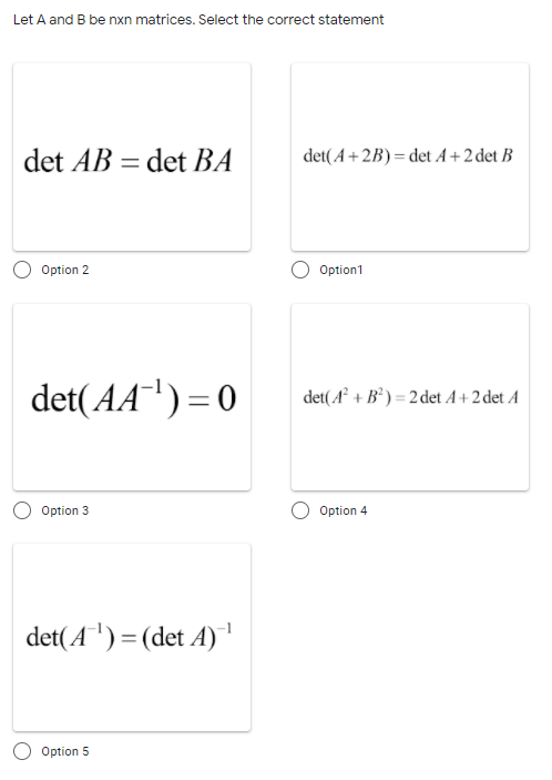 Solved Let A and B be nxn matrices. Select the correct | Chegg.com