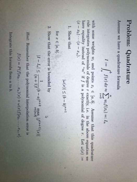 Solved Problem: Quadrature Assume we have a quadrature | Chegg.com