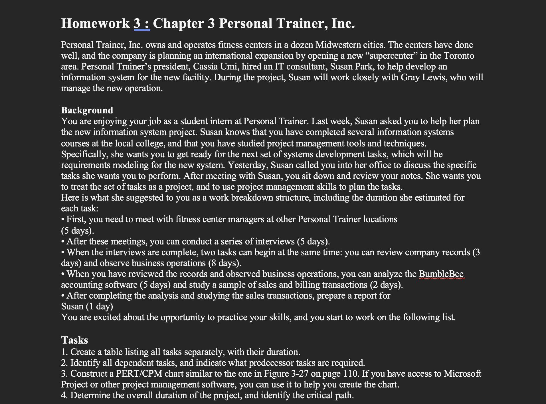 Solved Homework 3 : Chapter 3 Personal Trainer, Inc. | Chegg.com