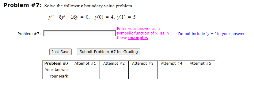 Solved Problem #7: Solve the following boundary value | Chegg.com