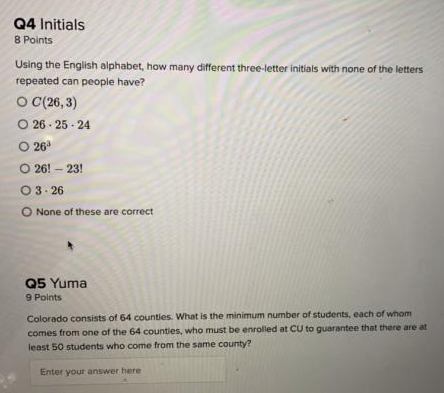 Solved Q4 Initials 8 Points Using the English alphabet, how | Chegg.com