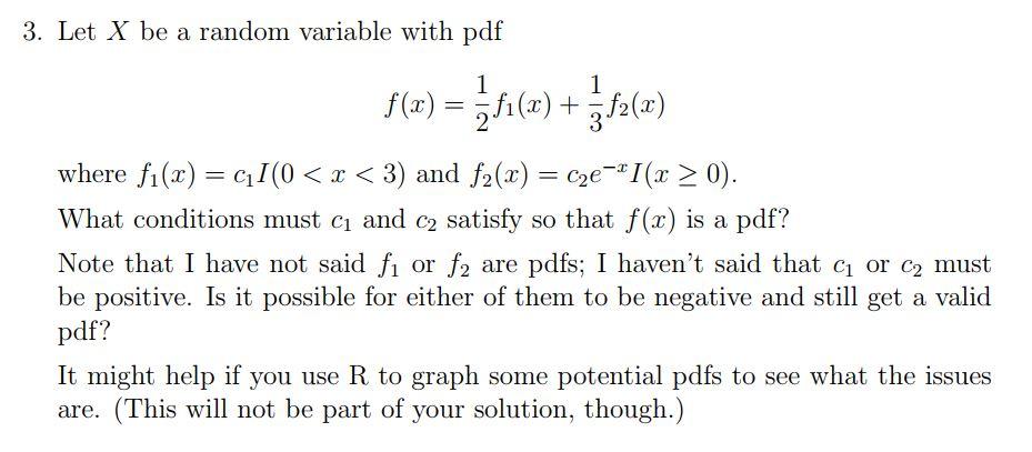3. Let X be a random variable with pdf | Chegg.com