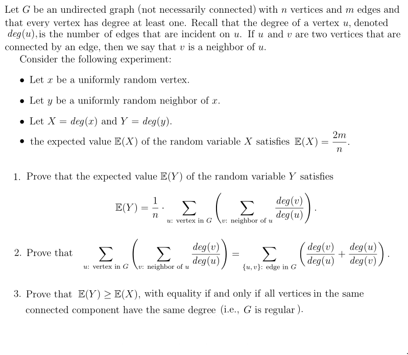 Let G be an undirected graph (not necessarily | Chegg.com