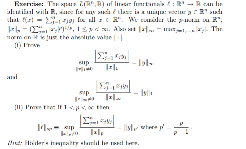 Solved Exercise: The space L(R”, R) of linear functionals l | Chegg.com