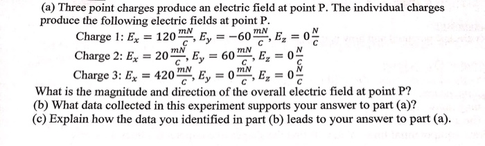 (a) Three point charges produce an electric field at | Chegg.com
