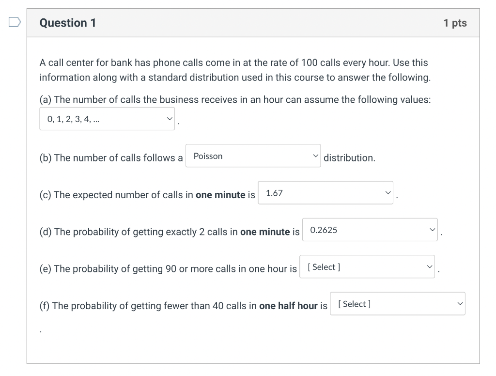 Solved A call center for bank has phone calls come in at the | Chegg.com