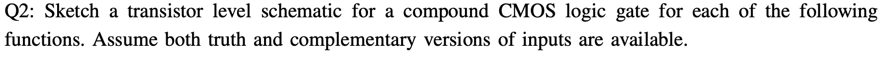 Solved Q2: Sketch a transistor level schematic for a | Chegg.com