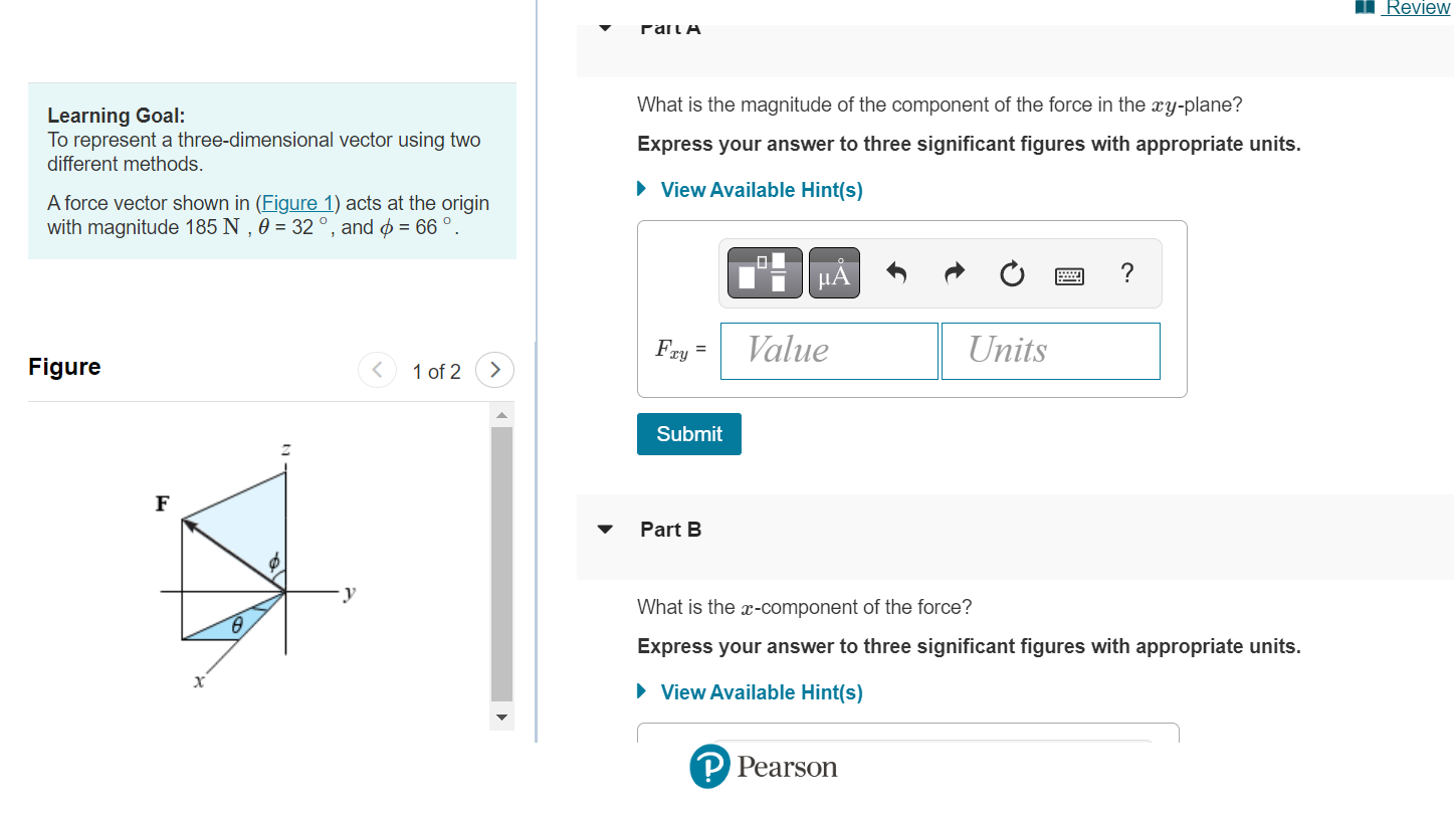 Solved A force vector shown in (Figure 1) acts at the origin | Chegg.com