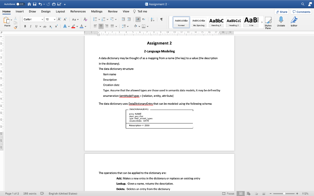 Solved AutoSave OFF DEFA AUG Assignment 2 Home Insert Draw | Chegg.com