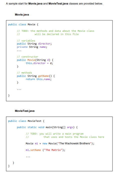 Solved Write a class called Movie.java with the following | Chegg.com