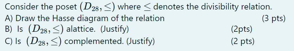 Solved Consider the poset (D28,