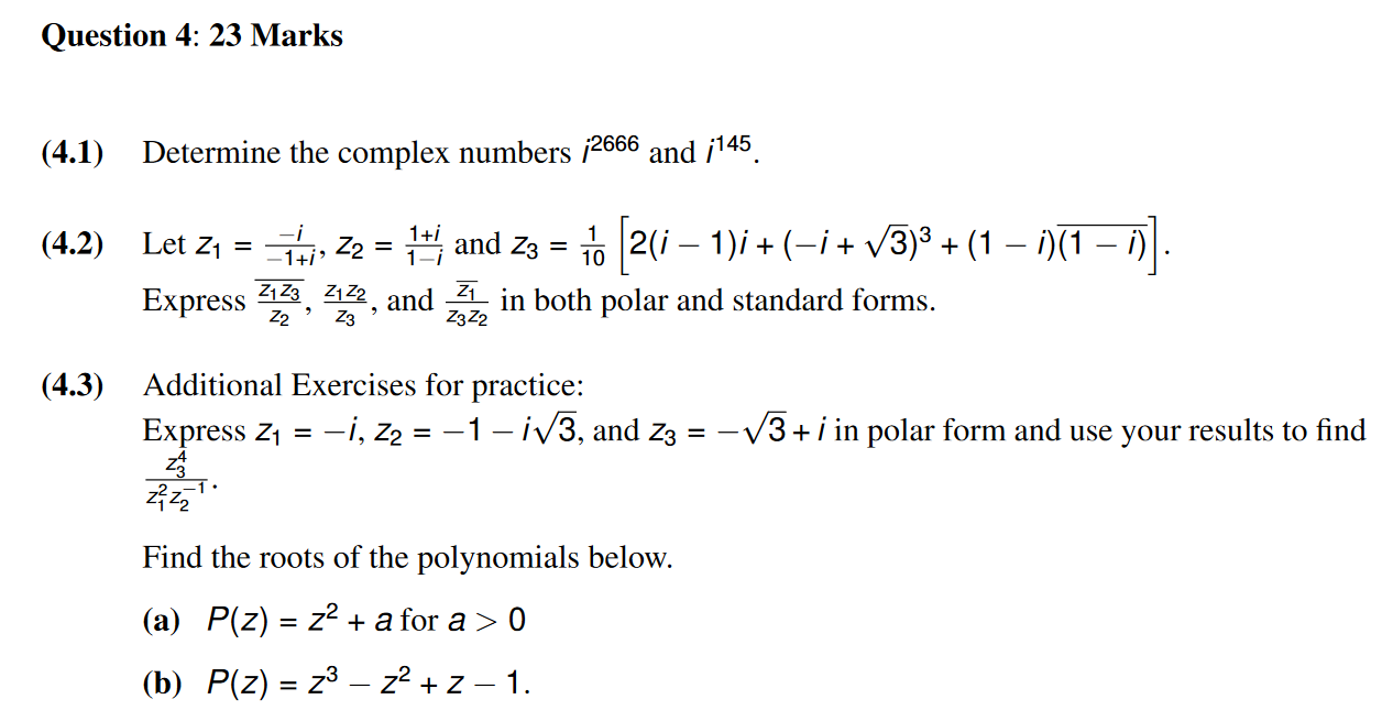 Solved (4.1) Determine the complex numbers i2666 and i145. | Chegg.com
