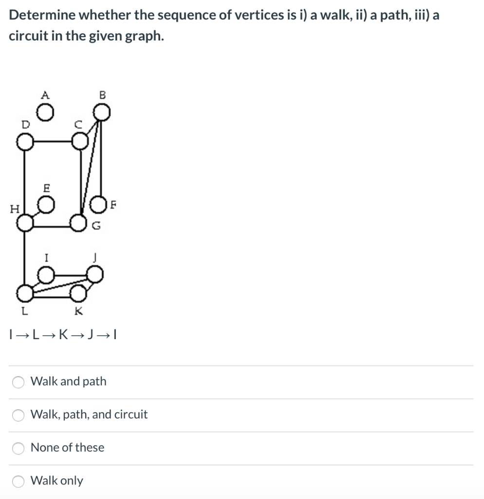 Solved Determine whether the sequence of vertices is i) a | Chegg.com