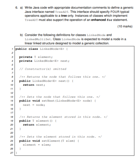 Solved 6. a) Write Java code with appropriate documentation | Chegg.com
