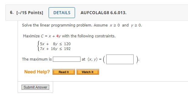Solved Solve the linear programming problem. Assume x≥0 and | Chegg.com