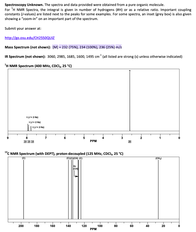 Solved Spectroscopy Unknown. The spectra and data provided | Chegg.com