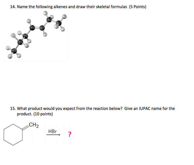 Solved 14. Name the following alkenes and draw their | Chegg.com