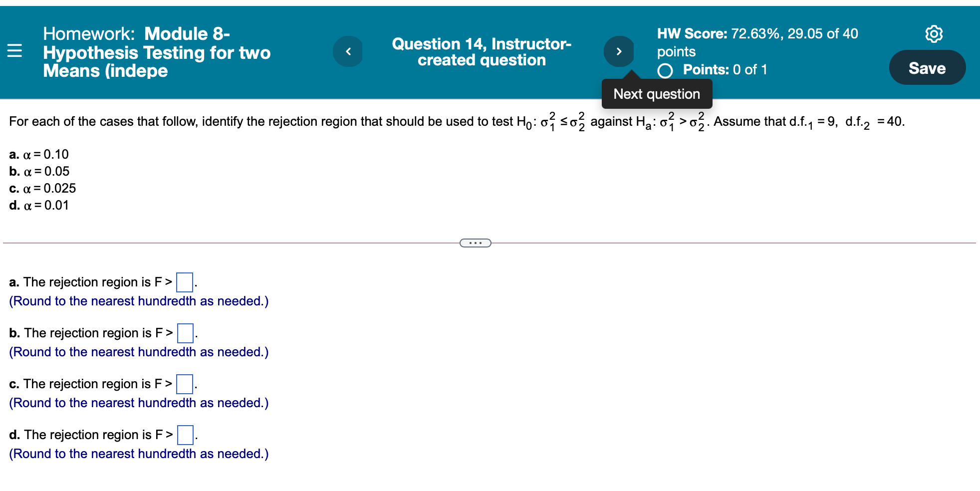 Solved Homework Module 8 Hw Score 72 63 29 05 Of 40
