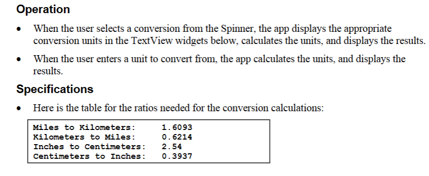 Project 6-2: Measurement Converter app User | Chegg.com