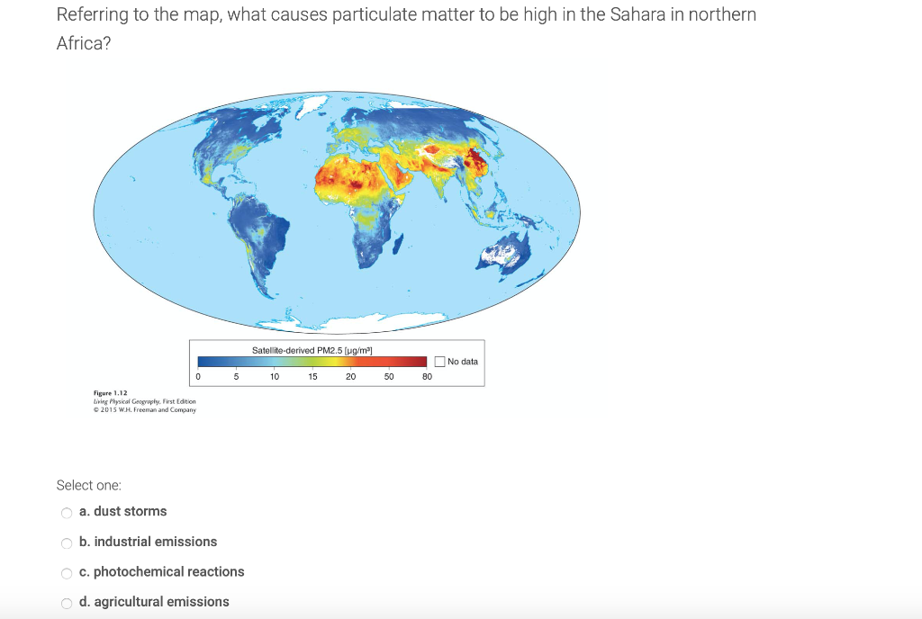 Solved Referring to the map, what causes particulate matter | Chegg.com