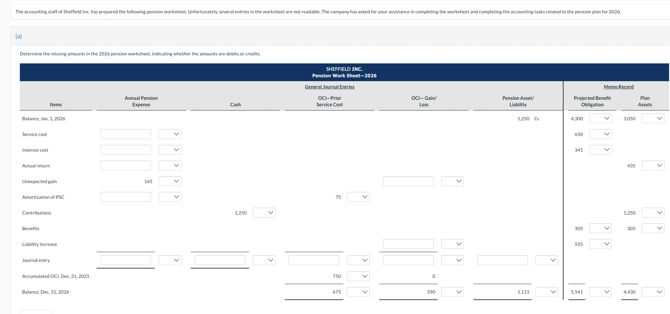 (a) (b)Prepare the journal entry to record 2026 | Chegg.com